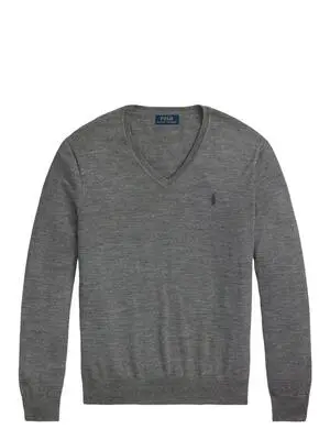 Polo Ralph Lauren Logo-embroidered V-neck Sweater - Grey