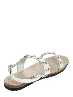 Moschino Heart-stud Leather Sandals - Silver