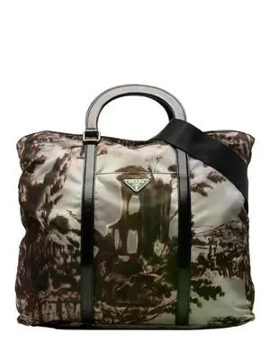 Prada 2013-2026 Tessuto New York Street Templi Print Convertible Tote Satchel - Brown
