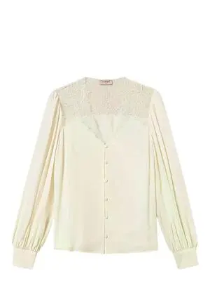 TWINSET Jacquard Shirt With Lace - Neutrals