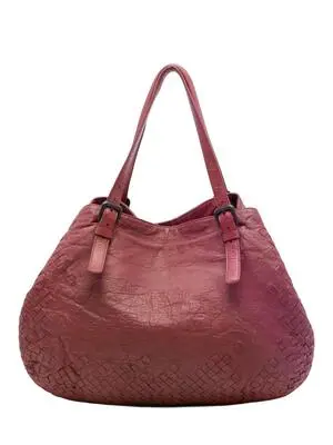 Bottega Veneta 2012-2026 Large Intrecciato Trimmed Nappa Cesta Tote Bag - Red