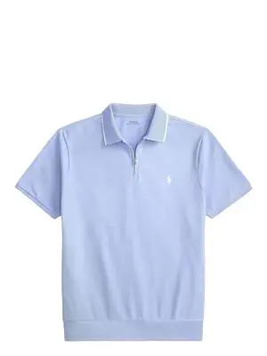 Polo Ralph Lauren Zip-neck Logo-embroidered Polo Shirt - Blue