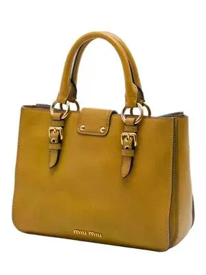 Miu Miu 2010-2026 Goatskin Madras Satchel - Yellow