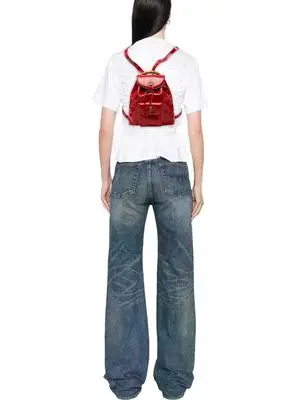 Gucci 20th Century Patent Bamboo Drawstring Backpack - Red
