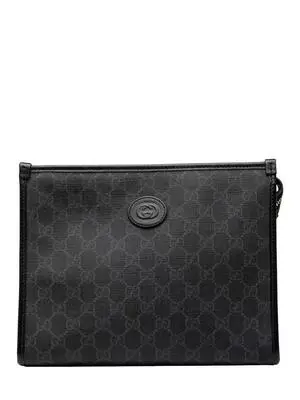 Gucci 2000-2015 Gg Supreme Retro Interlocking G Clutch Bag - Black