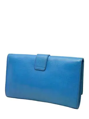 Saint Laurent 20th Century Textured Leather Chyc Ligne Clutch Bag - Blue