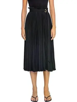 NISSA Pleated High-waisted Skirt - Black