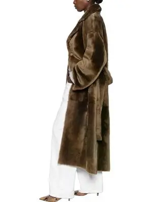 ARMA Belted Shearling Coat - Brown