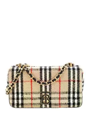 Burberry Lola Vintage Check Tweed Small Shoulder Bag - Neutrals