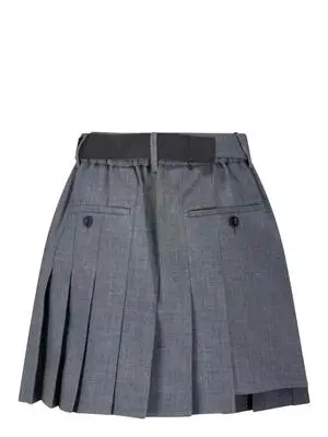 Sacai Belted Pleated Shorts - Grey