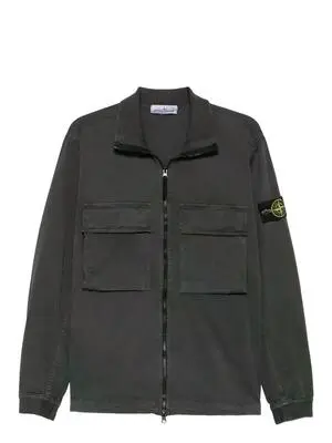 Stone Island Logo-patch Zip-up Shirt Jacket - Grey