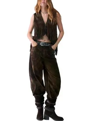 Liu Jo Balloon Velvet Trousers - Brown