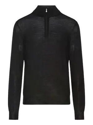 GRAN SASSO Half-zip Fine-knit Sweater - Black
