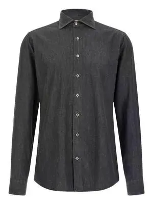 BORRIELLO NAPOLI Cotton Denim Shirt Grey