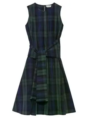 JW Anderson Check-pattern Tie-waist Midi Dress - Blue
