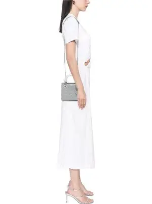 Dior 2015 Mini Iridescent Lambskin Cannage Lady Satchel - Silver