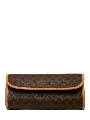 Celine 20th Century Macadam Coated Canvas Clutch Bag - Brown