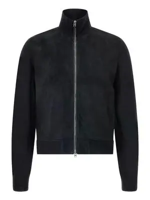 TOM FORD Suede-panelled Zip-up Cardigan - Blue