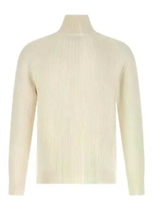 RIVIERA Ribbed-knit Asymmetric-zip Sweater - Neutrals