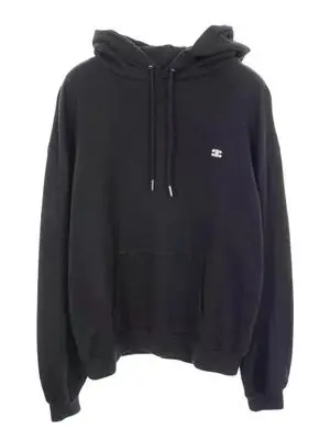 Celine Triomphe Embroidery Loose Hoodie - Black