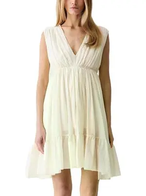 VICOLO Braided-detail Tiered Mini Dress - Neutrals