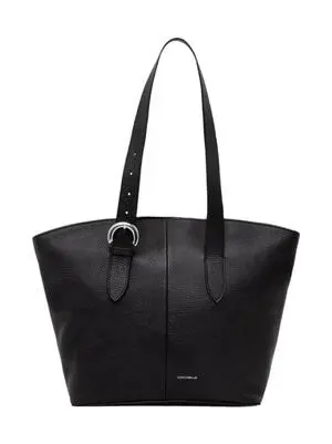 COCCINELLE Buckle-detail Pebbled-leather Tote Bag - Black