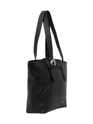 COCCINELLE Buckle-detail Pebbled-leather Tote Bag - Black