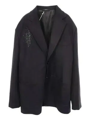 Hermès Calf Leather-patch Cashmere Jacket - Black