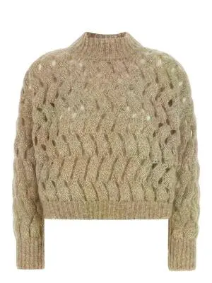 Brunello Cucinelli Dazzling Waves Openwork Sweater - Neutrals
