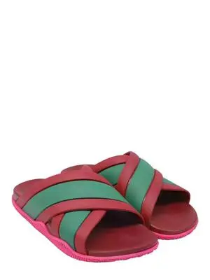 Gucci Web Criss-cross Slide Sandals - Red