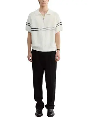 DUNST Striped Half-zip Polo Shirt - Neutrals