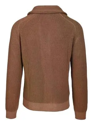 Fedeli Shawl-collar Ribbed-knit Cardigan - Brown