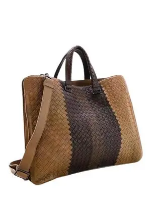 Bottega Veneta Club Fume Briefcase Intrecciato Nappa Business Bag - Brown