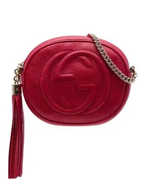 Gucci 2016-2026 Mini Pebbled Calfskin Soho Chain Crossbody Bag - Red