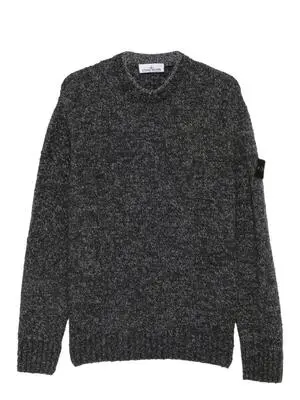 Stone Island Logo-patch Marl-knit Sweater - Grey