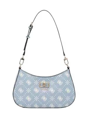 Guess Emelie Monogram-print Logo-plaque Shoulder Bag - Blue