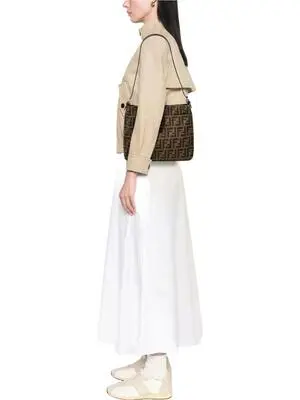 Fendi 2000-2010 Zucca Canvas Shoulder Bag - Brown