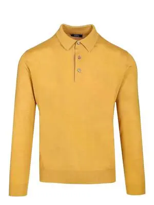 Fedeli Fine-knit Polo Sweater - Yellow