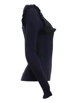 See By Chloé Ruffled Ribbed Sweater - Blue