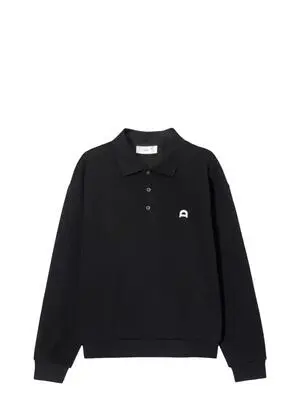 DUNST Leather Logo-patch Polo Shirt - Black
