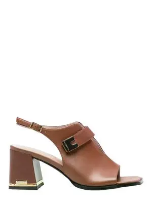 LINDA BAUMANN Buckle-detail Slingback Sandals - Brown