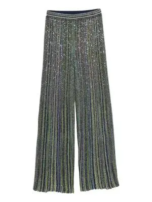 Missoni Sequin-embellished Striped Palazzo Pants Blue