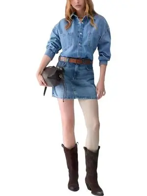 Liu Jo Short Denim Dress With Belt - Blue