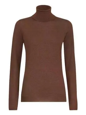 Brunello Cucinelli Sparkling Cashmere And Silk Lightweight Turtleneck Sweater - Brown