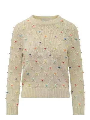 MARANT ETOILE Priyanka Bead-embellished Open-knit Sweater - Neutrals