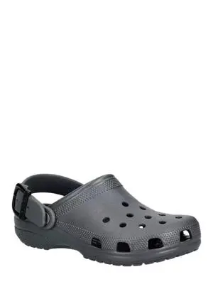 CROCS Perforated Buckle-strap Mules - Grey