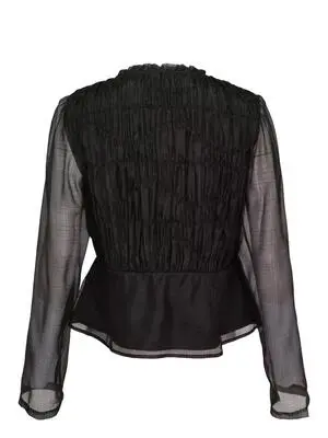 RENLI SU Smocked Sequin-embellished Blouse - Black