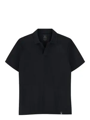 Boggi Milano Polo In Stretch Cotton Blend Piqué Cool Jade-fresh Black