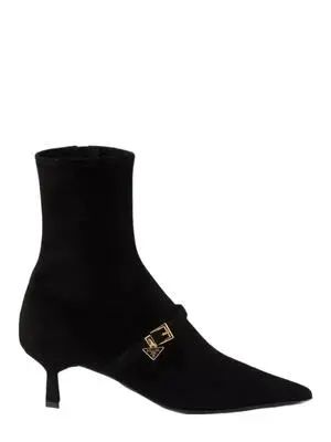 Prada Stretch Suede Booties - Black