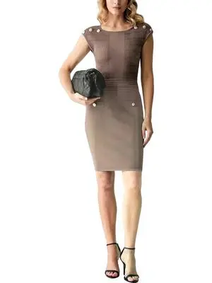 Guess Button-detail Ribbed-knit Mini Dress - Brown